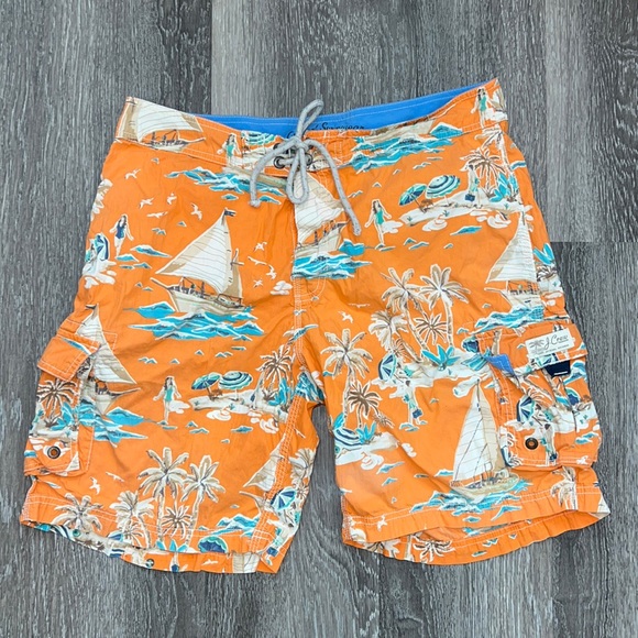 J. Crew | Shorts | J Crew 34 Orange Tropical Boat Vacation Shorts ...